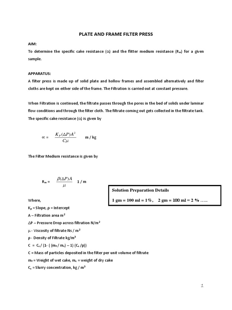 11plate and Frame Filter Press | PDF | Filtration | Chemistry
