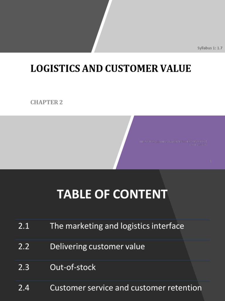 Logistics Impact on Customer Value | PDF | Supply Chain | Supply Chain ...