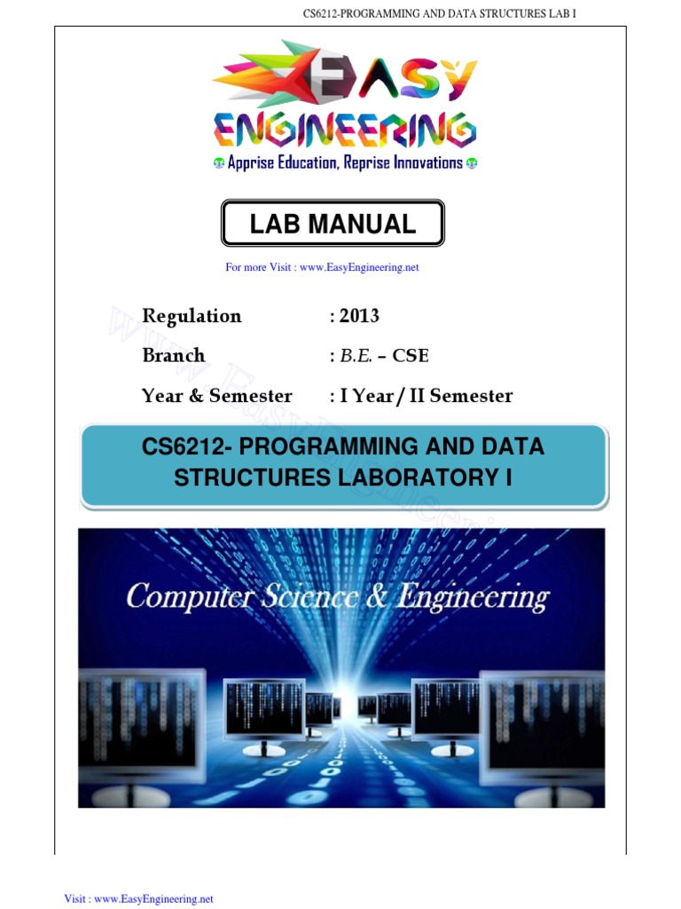 Cs6212 Programming And Data Structure Lab Pdf Pointer Computer Programming String 