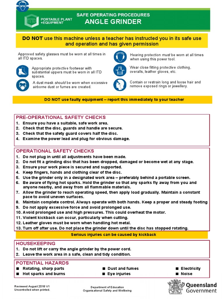 Sop Angle Grinder | Download Free PDF | Personal Protective Equipment ...