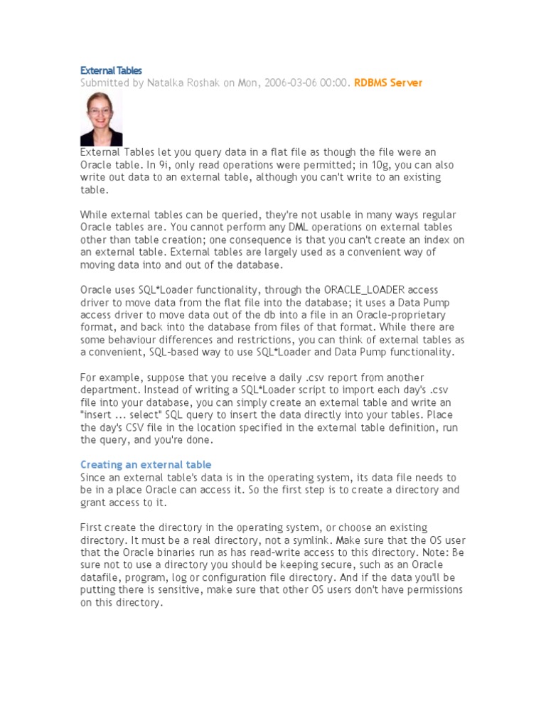 External Tables | PDF | Oracle Database | Table (Database)