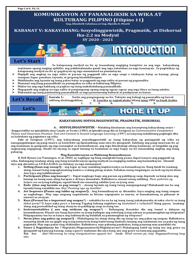 Fil. 11 2.1 Modyul | PDF