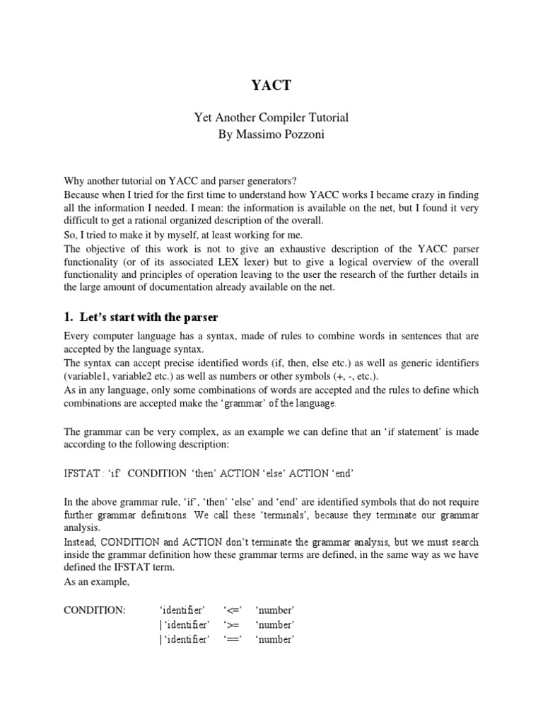 YACT | PDF | Parsing | Grammar