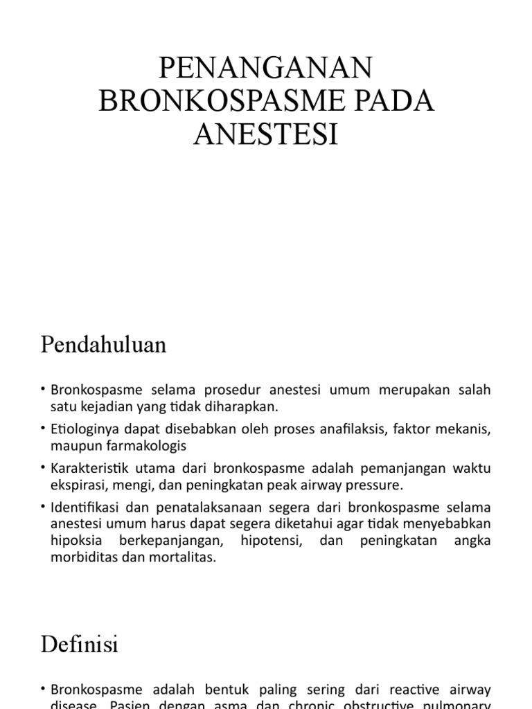 Penanganan Bronkospasme Pada Anestesi | PDF