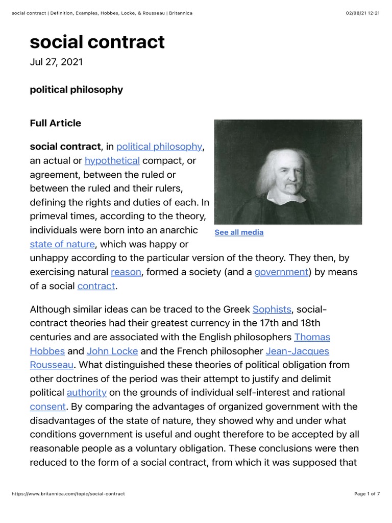 Social Contract - Definition, Examples, Hobbes, Locke, & Rousseau ...