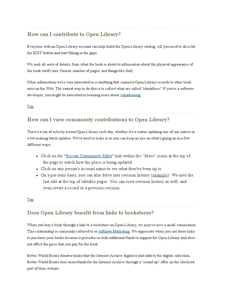 Open Library: How You Can Contribute | PDF | Libraries | Books