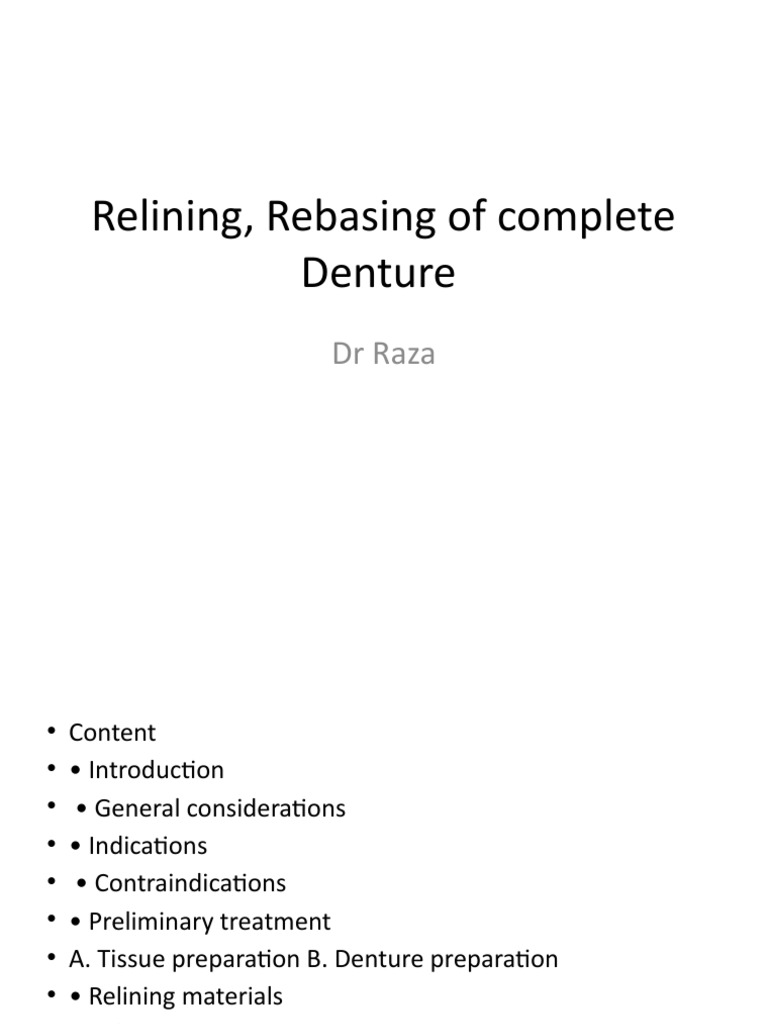 Relinig and Rebase | PDF | Dentures | Health Sciences