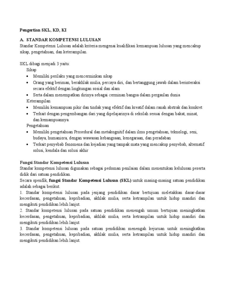 Pengertian SKL | PDF