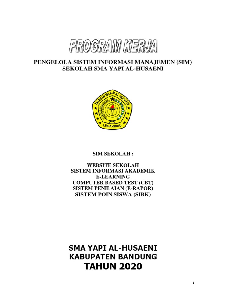 Program Kerja Pengelola Sim Sma Yapi Al-Husaeni | PDF