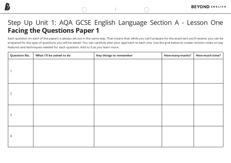 Step Up L1 Facing The Questions Paper 1 HA | PDF