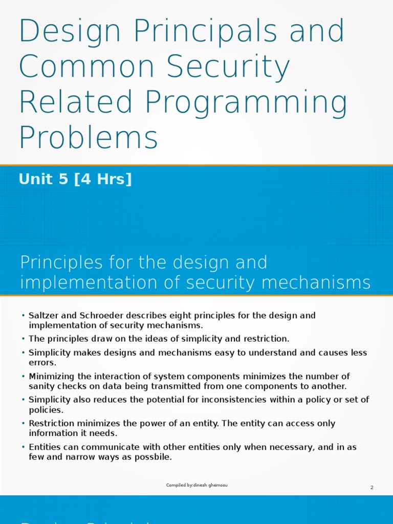 Unit 5 Design Principles And Common Security Related Programming Problems Pdf Pointer 7769