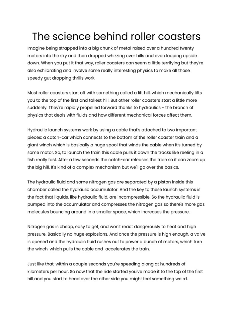 The Science Behind Roller Coasters | PDF