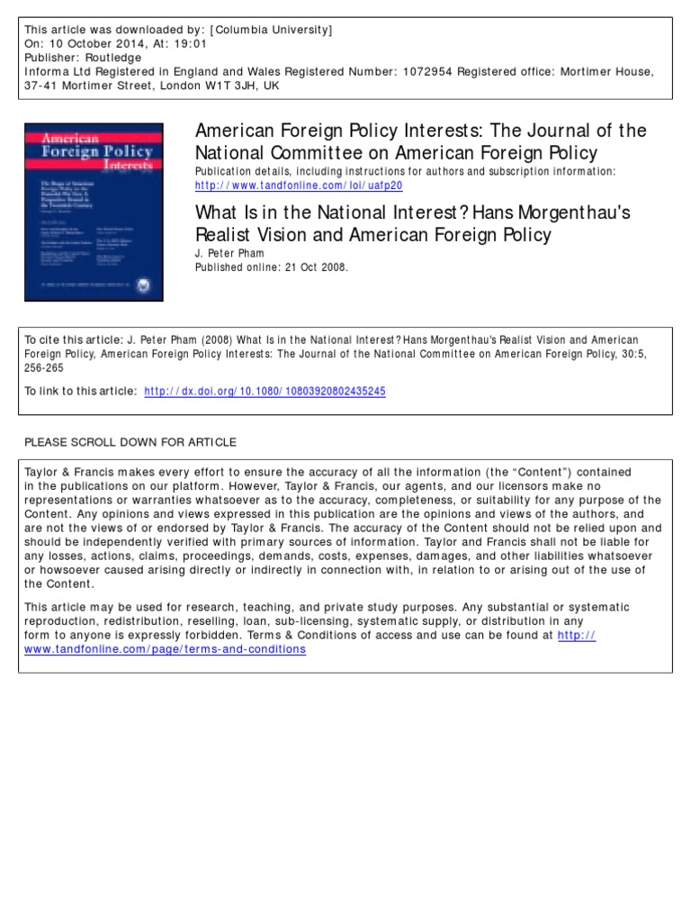 American Foreign Policy Interests: The Journal of The National ...