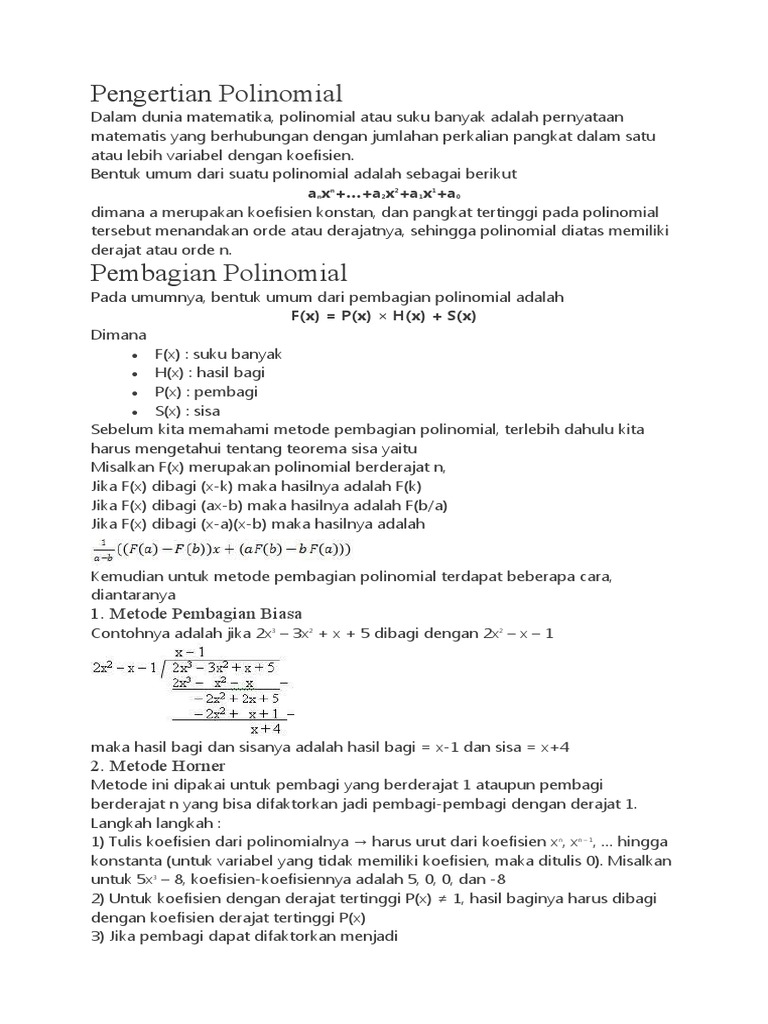 Pengertian Polinomial | PDF