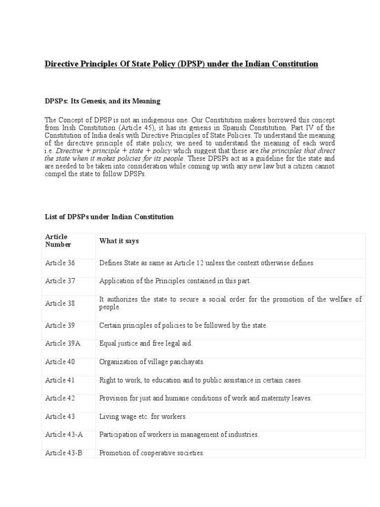 Directive Principles of State Policy | PDF | Public Law | Justice