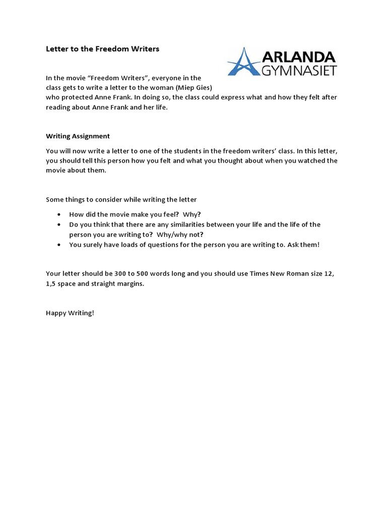 Letter To The Freedom Writers | PDF