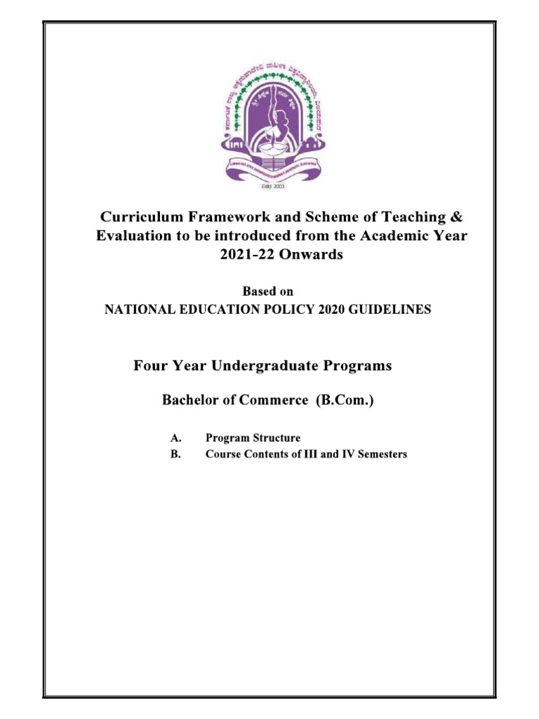 BCOM 3rd and 4th Sem Syallbus NEP | PDF | Regression Analysis | Corporate Governance