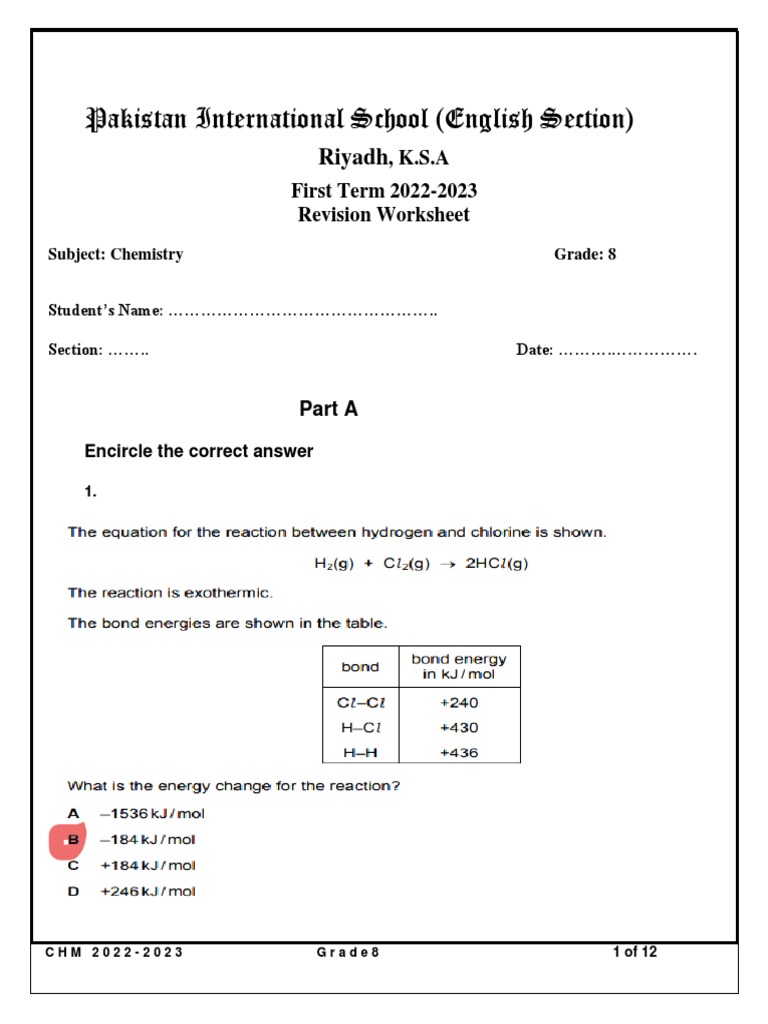 Grade 8 Revision Worksheet | PDF