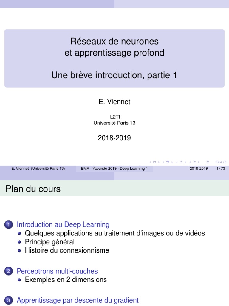 03 Cours Deep | PDF | Apprentissage profond | Apprentissage automatique
