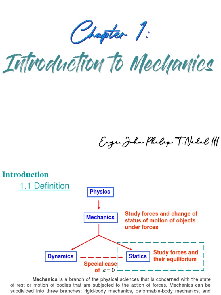 Chapter 1 - Introduction To Mechanics | PDF