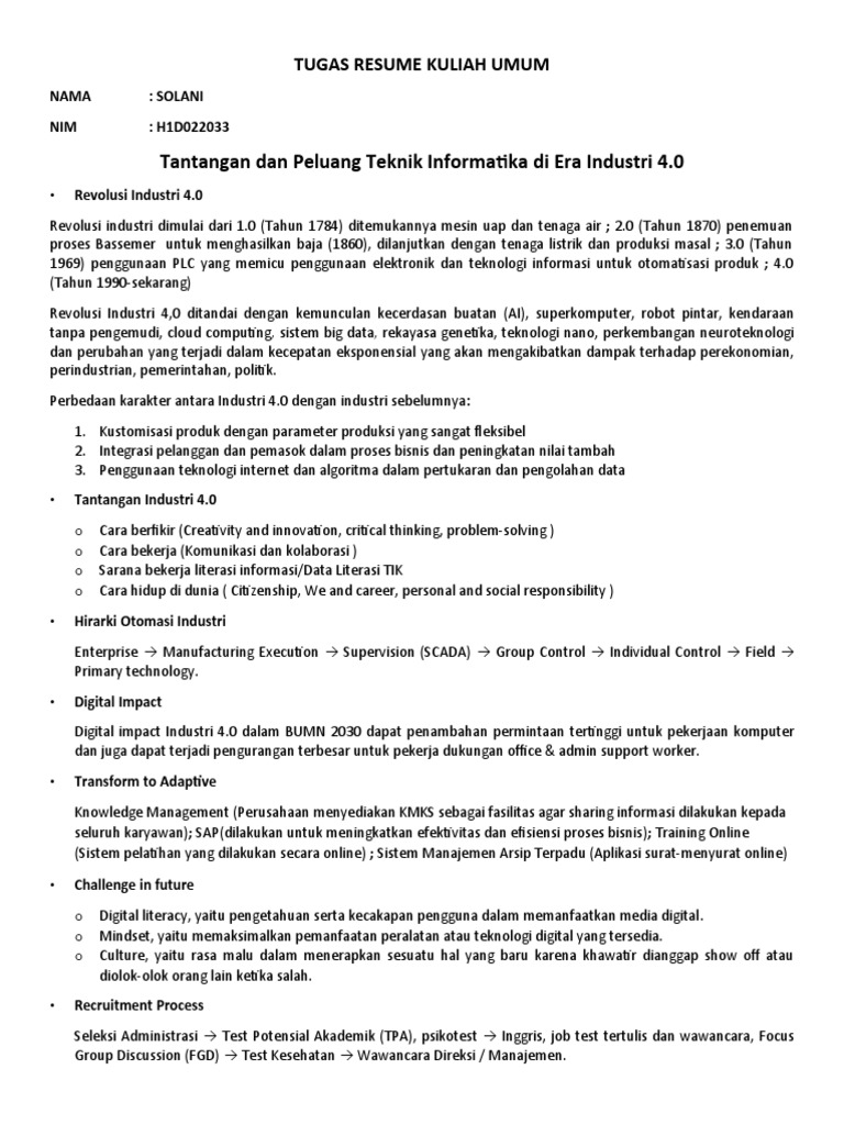 Tugas Resume Kuliah Umum | PDF | Komputer