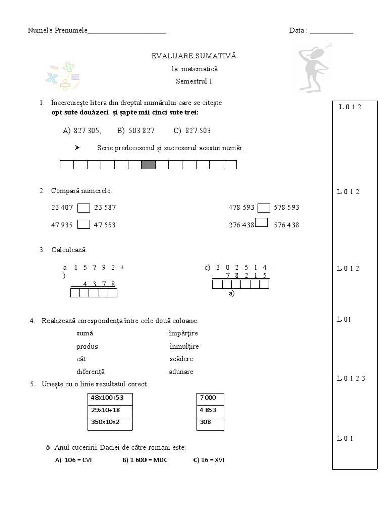 Test Semestrial | PDF