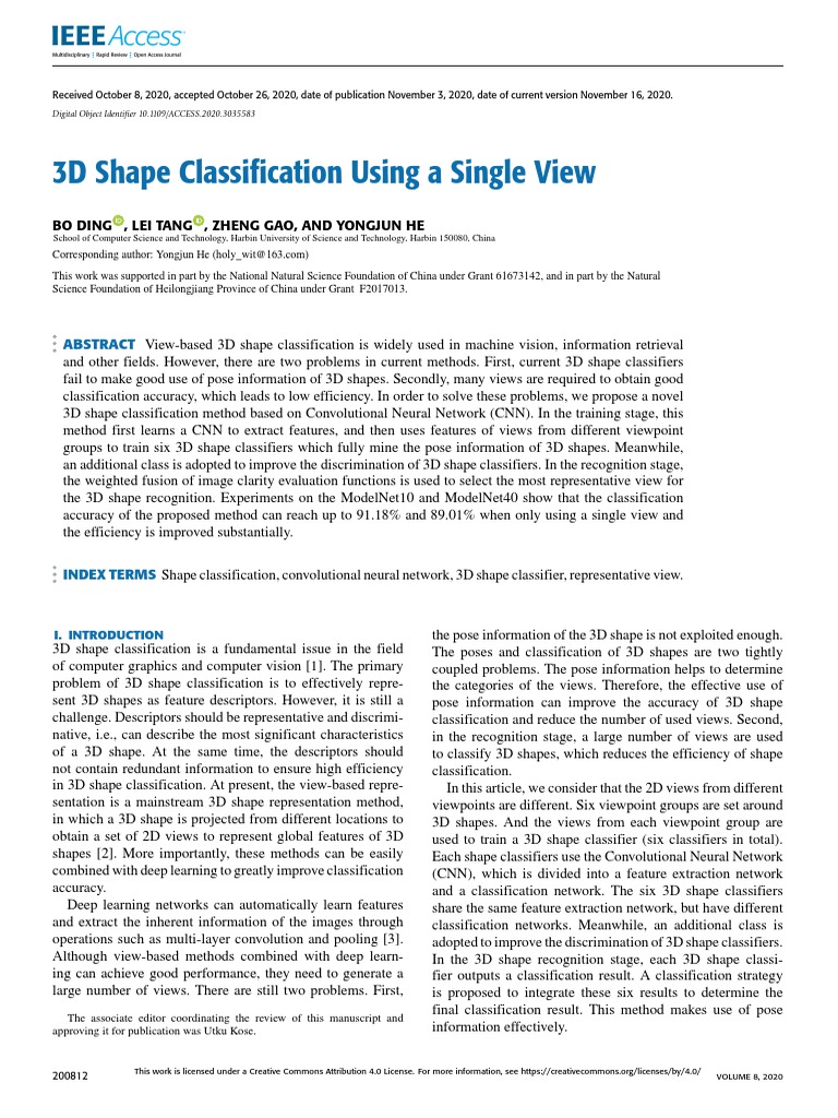 3d Shape Classification Using 1 View | PDF | Statistical Classification ...