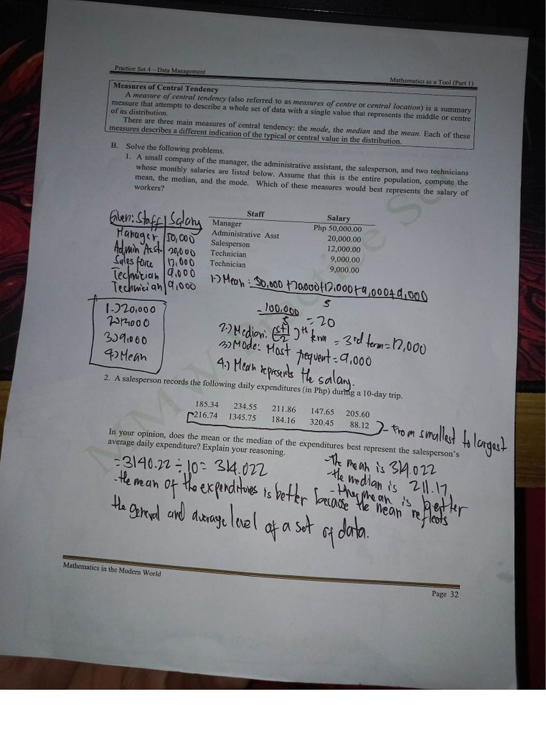 MMW Practice Set 4 - B, C, D, & E | PDF