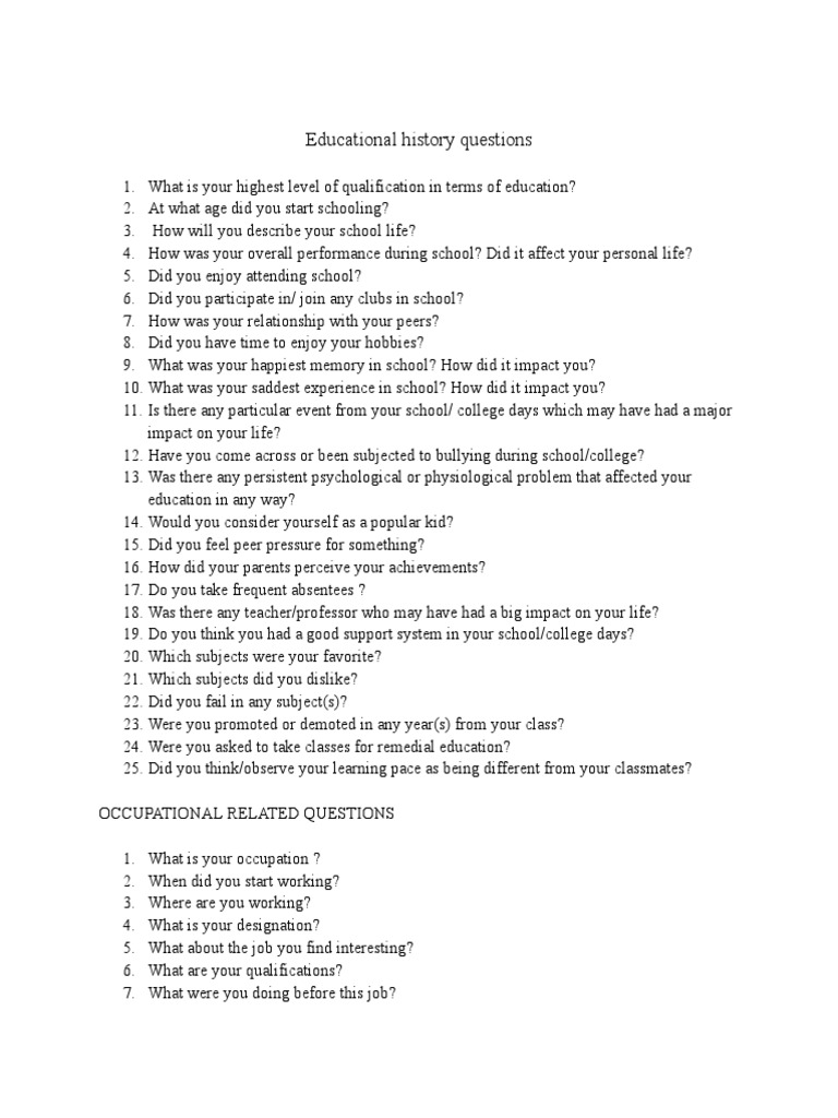Educational History Inquiry Questions | PDF | Family | Sibling