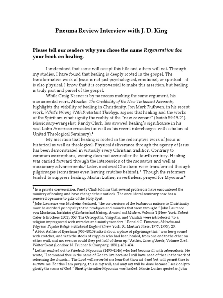 Pneuma Review Interview With J | PDF | Faith Healing | Pentecostalism