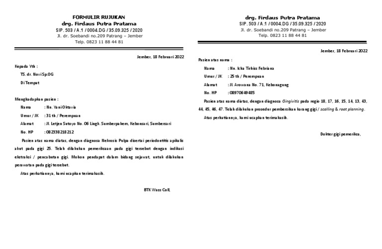 Formulir Rujukan | PDF