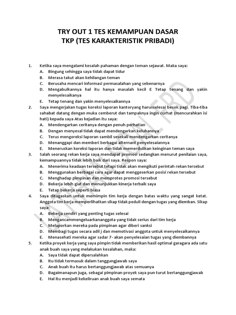Soal TKD TKP | PDF