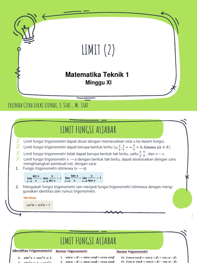 Materi MTKT M11 (Limit Trigonometri) | PDF | Metode & Bahan Ajar
