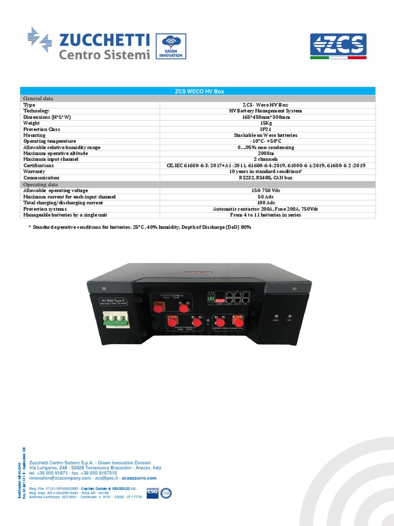 Datasheet HV Box Weco en | PDF | Manufactured Goods | Physical Quantities