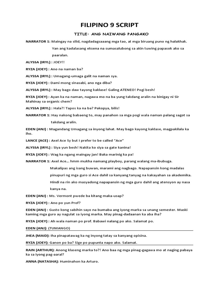Filipino 9 Script Dula Gwapo | PDF