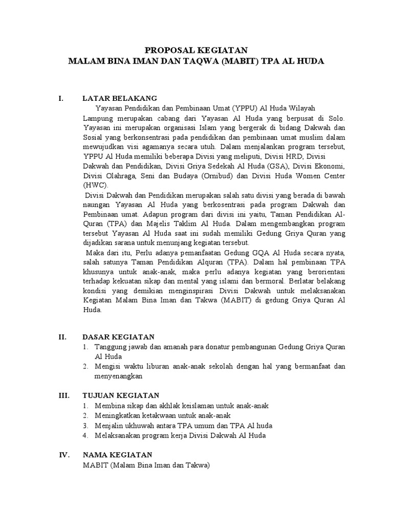 Proposal Mabit | PDF