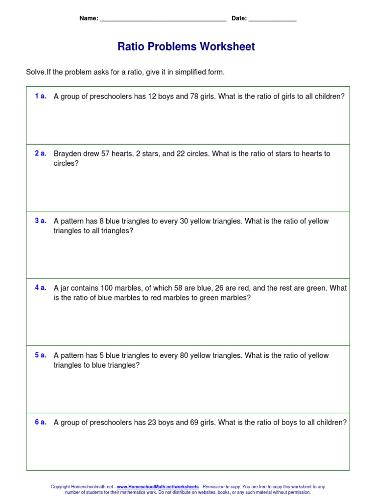 Ratios Worksheet | PDF