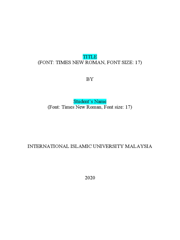 PPHK4611 Research Proposal Template (Experimental Work) | PDF ...
