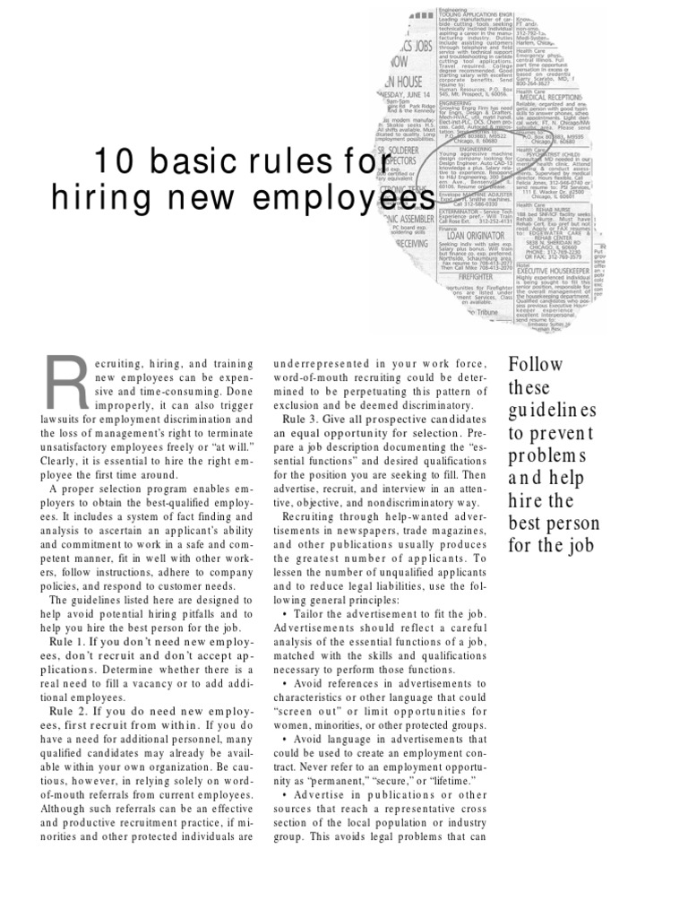 Concrete Construction Article PDF - 10 Basic Rules For Hiring New Employees | PDF | Recruitment ...