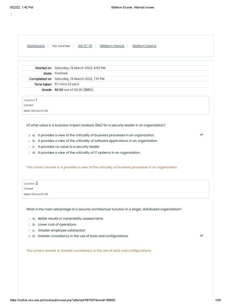 Midterm Exams Attempt Review | PDF | Information Security | Computer ...