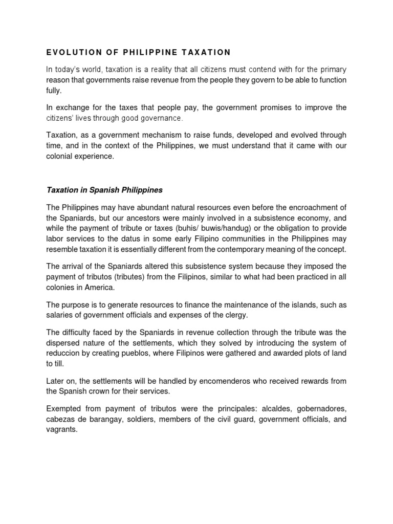 Evolution of Philippine Taxation History | PDF | Taxes | Value Added Tax