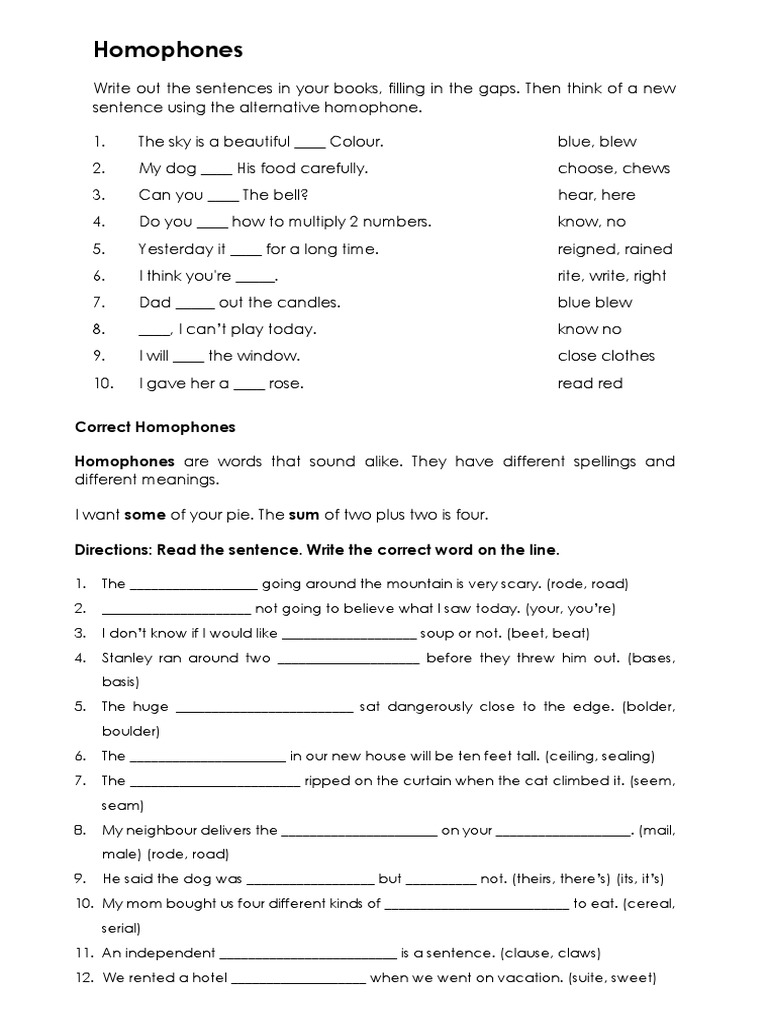 Homophones | PDF