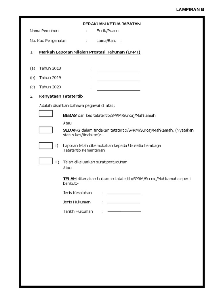 Lampiran B (Perakuan Ketua Jabatan) | PDF