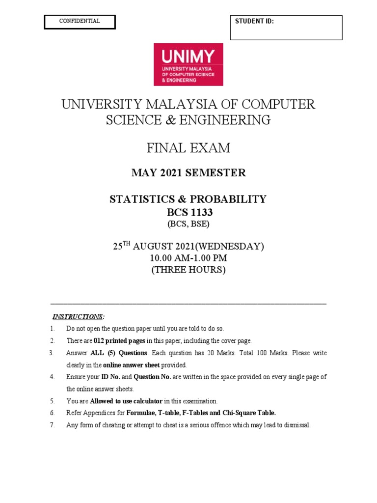 Statistics & Probability Exam Guide | PDF | Statistics | P Value