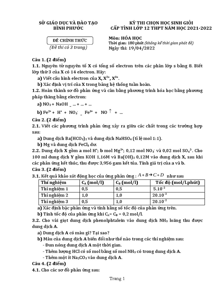 HSG 12 Binh Phuoc Nam 2021 2022 | PDF
