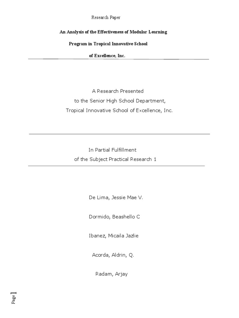 Effectiveness of Modular Learning Program | PDF | Learning | Distance ...