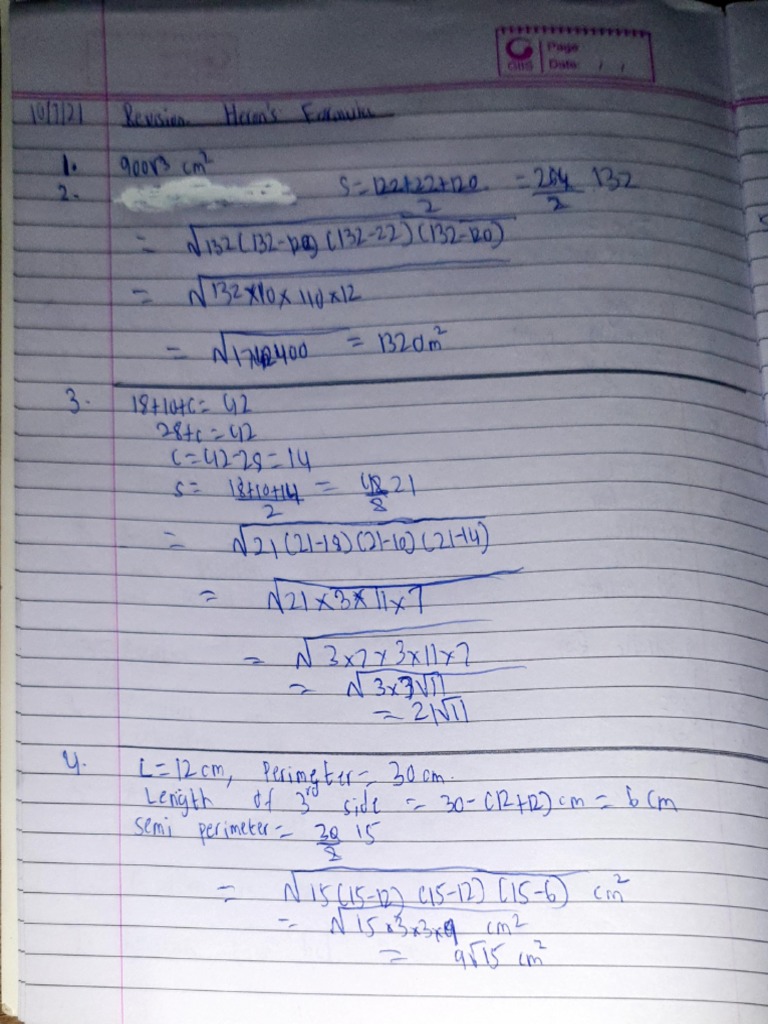 Heron Formula Worksheet | PDF
