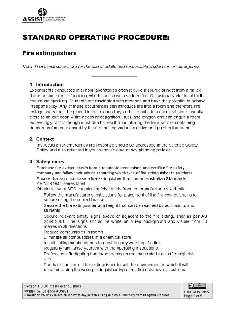 SOP Fire Extinguishers | Download Free PDF | Fires | New South Wales