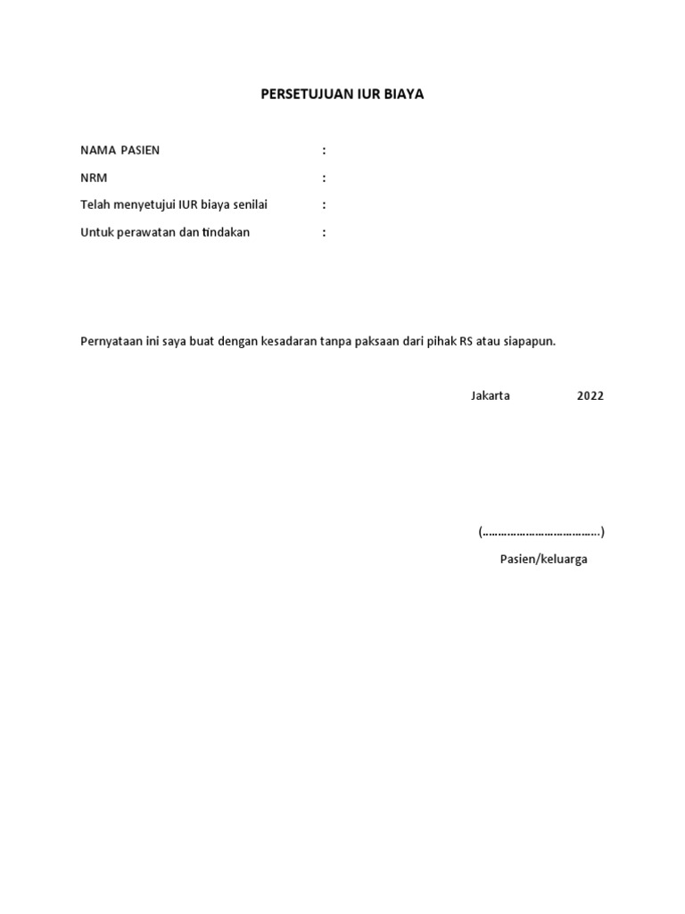 Form Persetujuan Iur Biaya | PDF