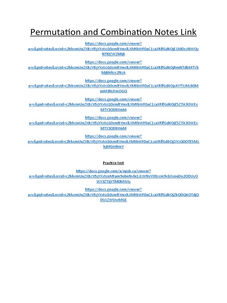 Permutation and Combination Notes | PDF Permutation and Combination Notes | PDF